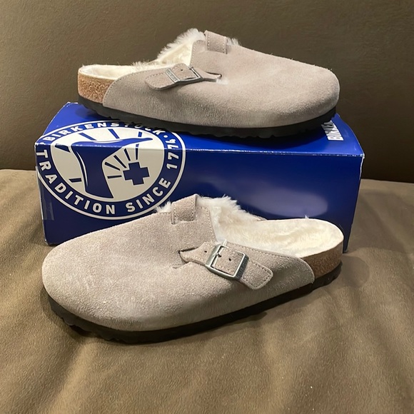 Birkenstock | Shoes | Birkenstock Boston Shearling Stone Coin | Poshmark